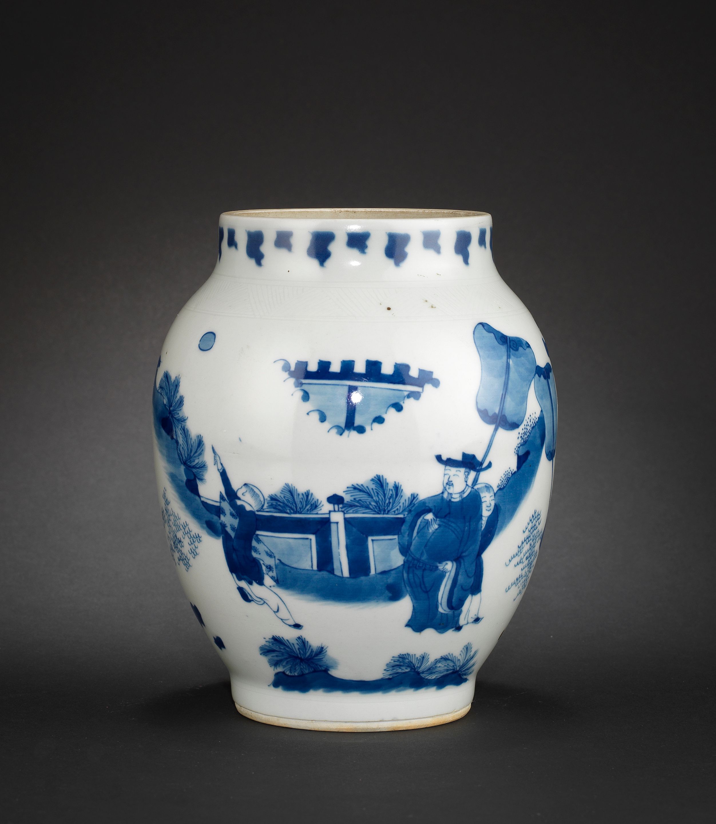 Bonhams : A blue and white oviform vase