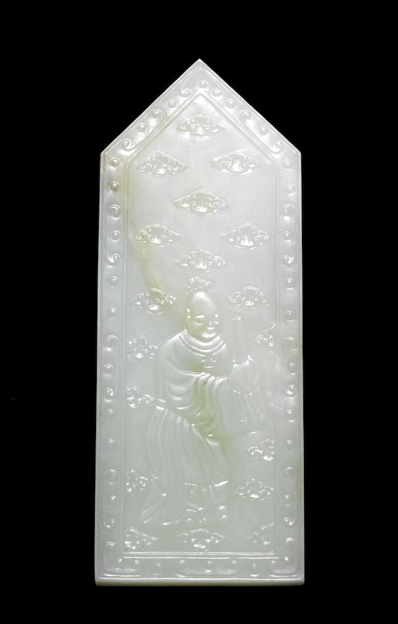 Bonhams : A green jade ritual sceptre, gui Qianlong six-character mark