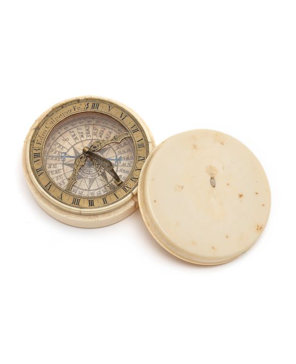 Bonhams : An Edmund Culpeper ivory and brass compass dial, English ...