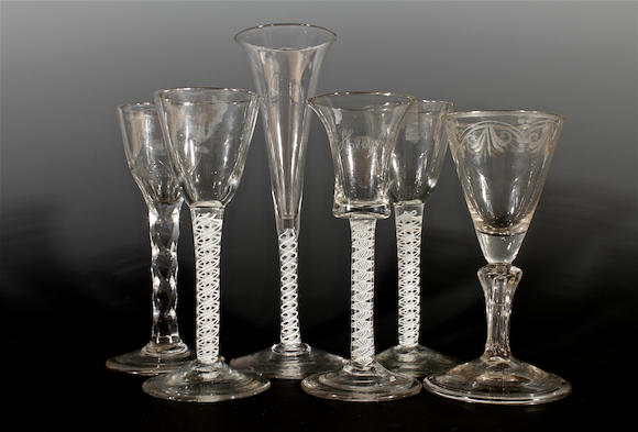 Bonhams Six Wine Glasses 18th Century