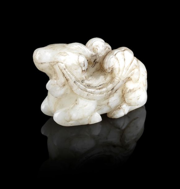 Bonhams : A small jade of a recumbent stag