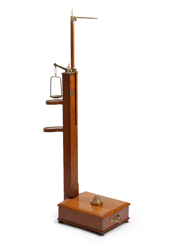 Bonhams : A late Victorian oak and brass floor-standing person scale ...