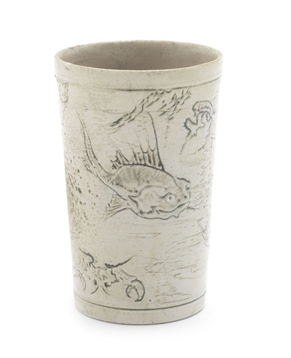 Bonhams : Martin Brothers a Beaker with Fish and a Portrait Plaque ...