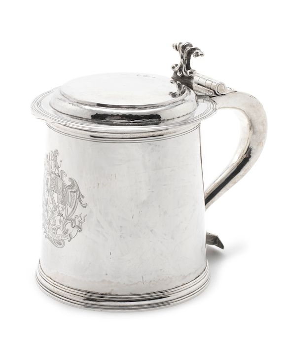 Bonhams : A 17th century style silver lidded tankard maker's mark W.T.P ...