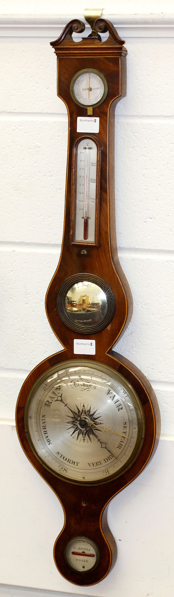 Bonhams : A Victorian mahogany wheel barometer,by C. Botta, Poole,
