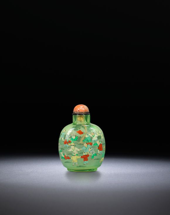 Bonhams : An inside-painted glass 'hundred boys' snuff bottle Ye Family ...