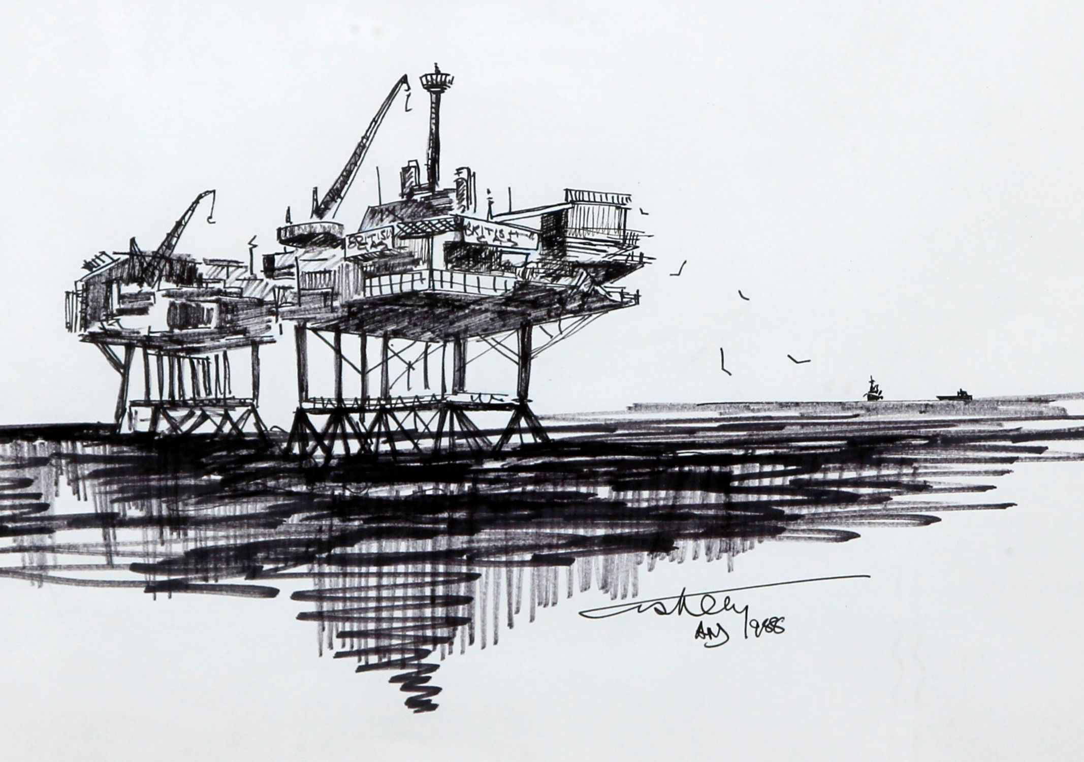 Bonhams : Ashley Jackson, FRSA (British, born 1940) British Gas Rig