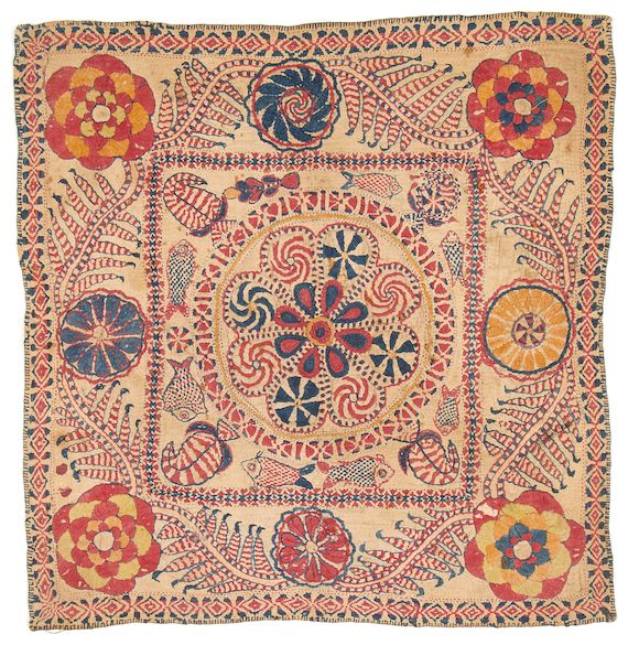 Bonhams : A group of embroidered cotton textiles, including a Sikh ...