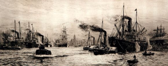 Bonhams : William Lionel Wyllie (British, 1851-1931) Paddle Tugs and ...