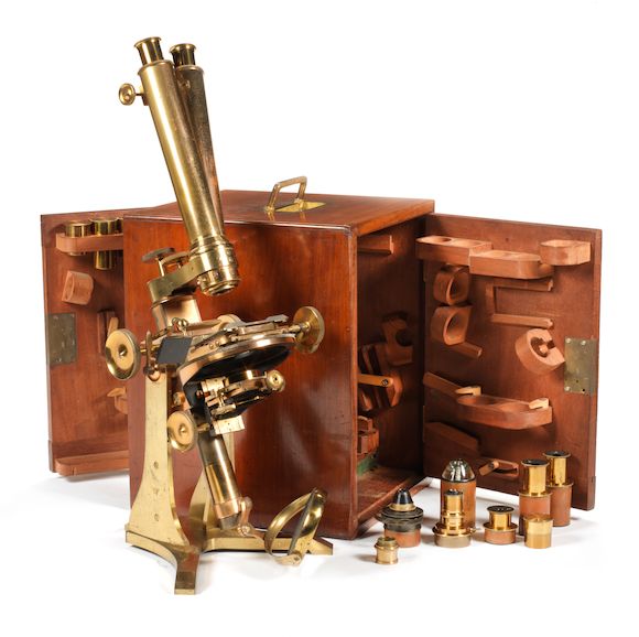 Bonhams : An Andrew Ross brass binocular compound microscope, English ...