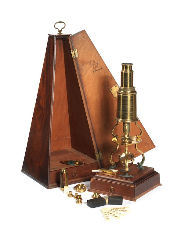 Bonhams : A Dollond Culpeper-type brass compound monocular microscope ...