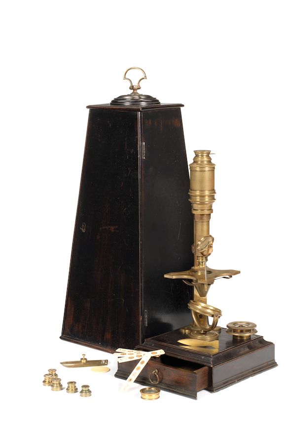 Bonhams : A John Cuff Cuf-type brass compound microscope, English ...