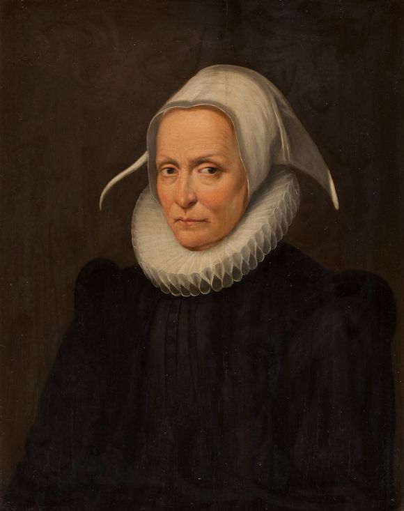 Bonhams : Circle of Thomas Key Portrait of a lady in a white cap