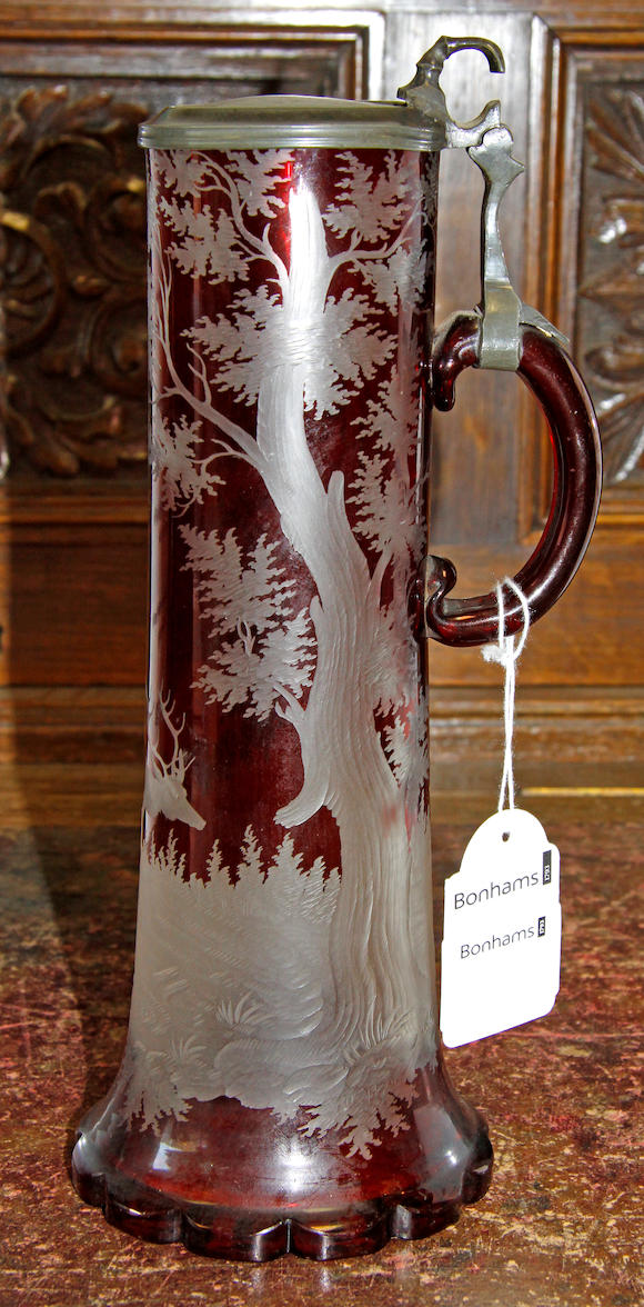 Bonhams A Bohemian Ruby Flashed Glass Stein