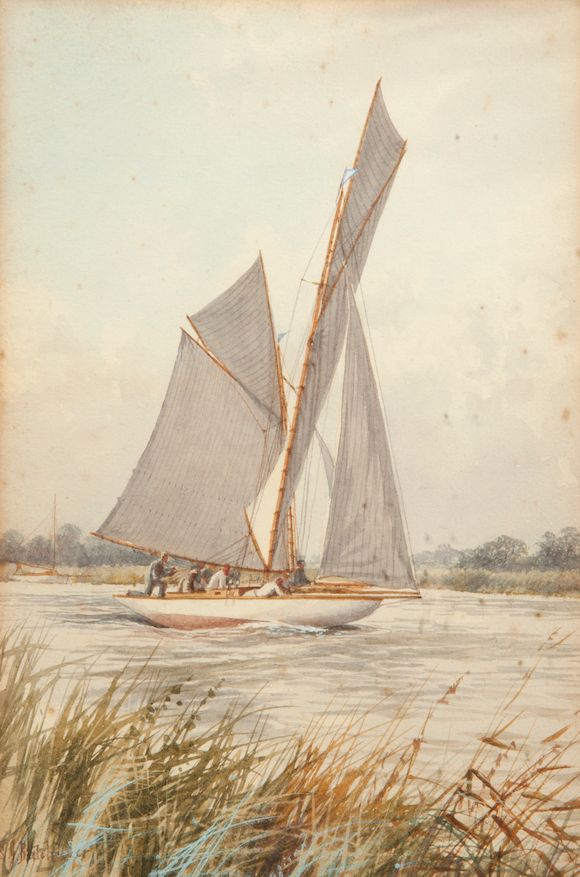 Bonhams : S J Batchelder, Yacht with St Benet's Abbey & Yacht at Thurne ...