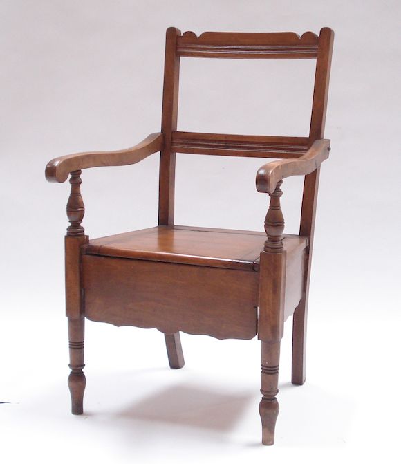 Bonhams : A 19th century Ayrshire stained beech commode armchair