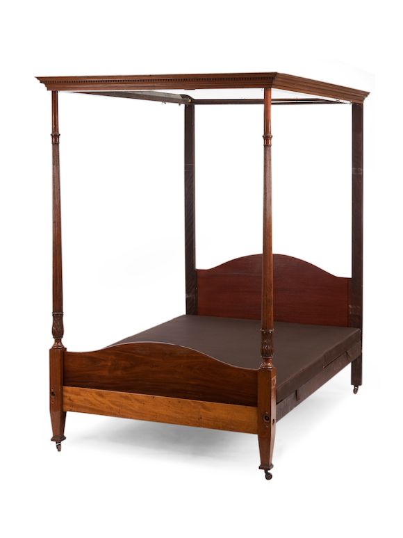 Bonhams : A mahogany four-poster bed