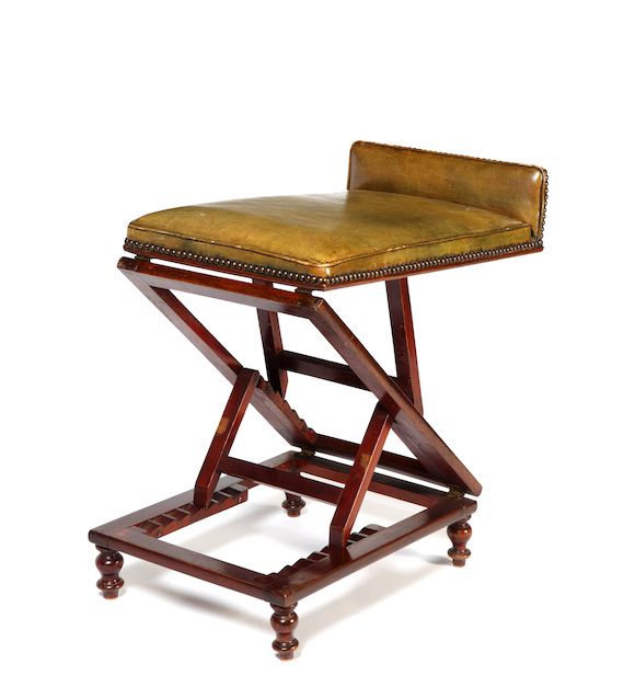 Bonhams : A mahogany gout stool