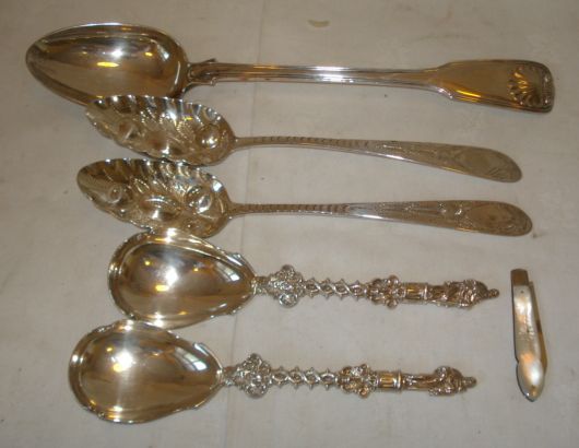 Bonhams : A fiddle, thread and shell serving spoon, 1846, a pair of ...