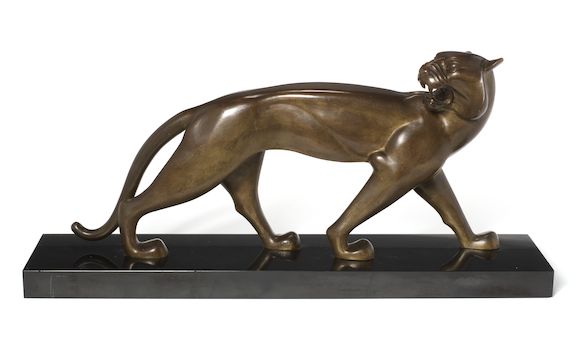 Bonhams : Erget A Patinated Bronze Study of a Panther, circa 1925