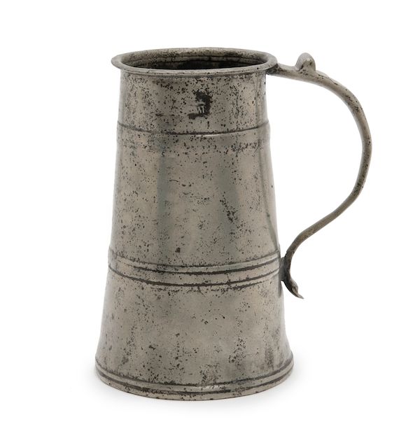 Bonhams : A rare quart two-band pewter tavern pot, circa 1685