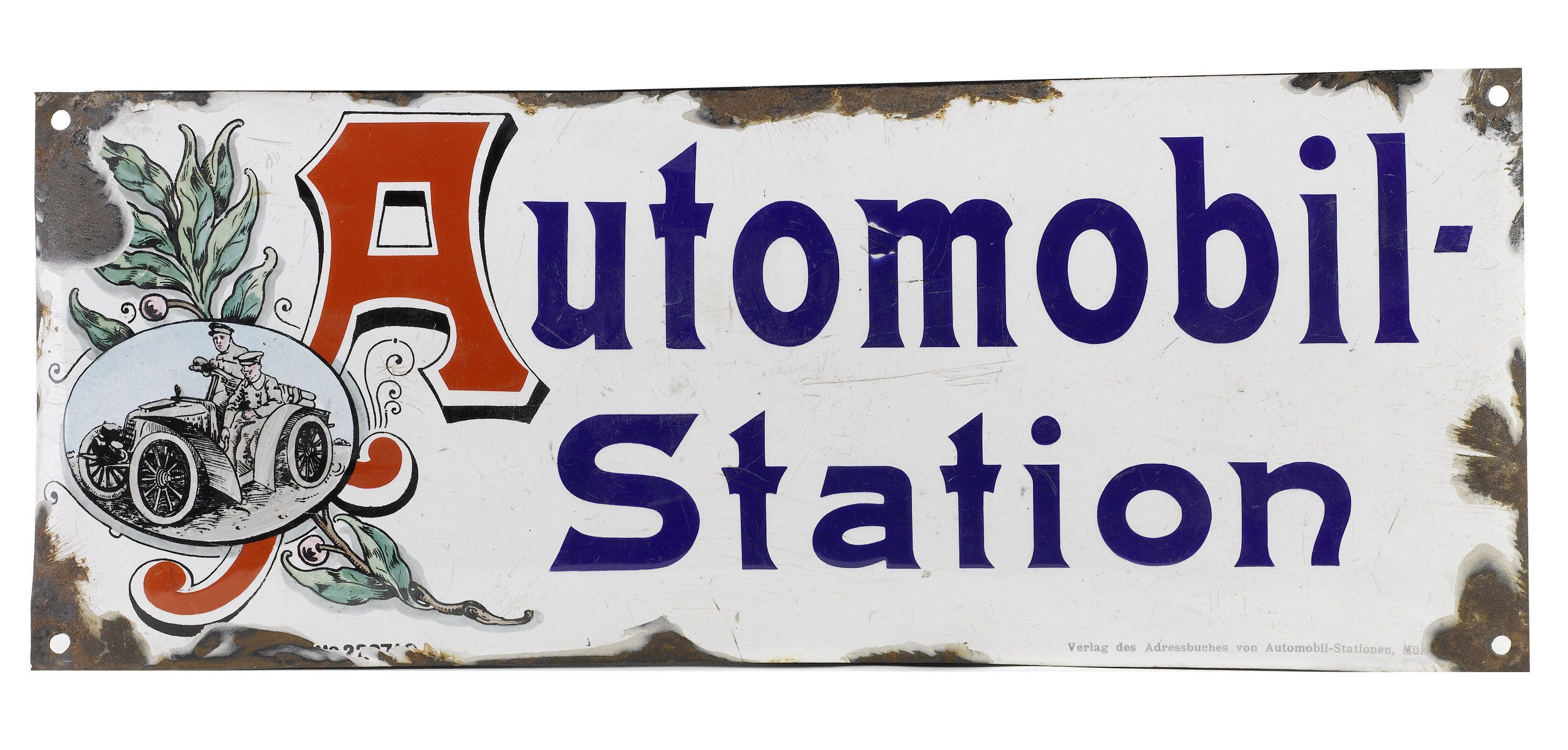 Bonhams Cars : An 'Automobil Station' enamel sign, German, 1900s,