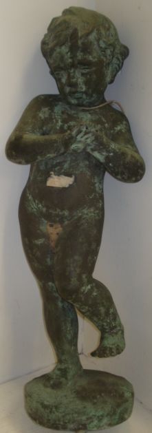 Bonhams : A patinated copper clad figure, of a young child hand clasped ...