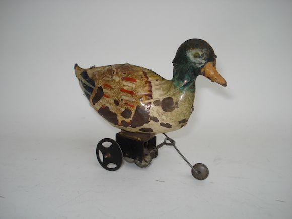 Bonhams : Tinplate hand painted c/w toy Duck, possibly Gunthermann ...