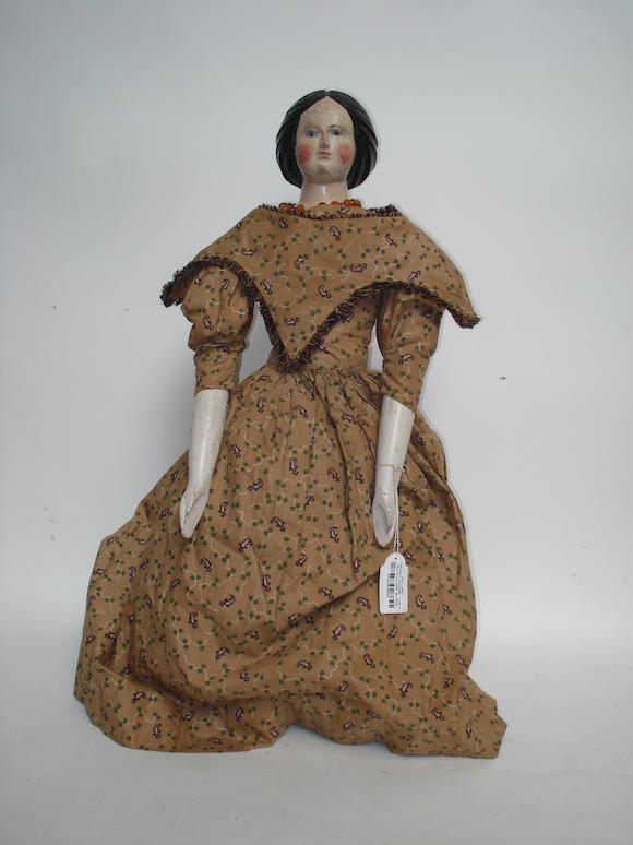 Bonhams Early Carved Wooden Doll German Circa 1840