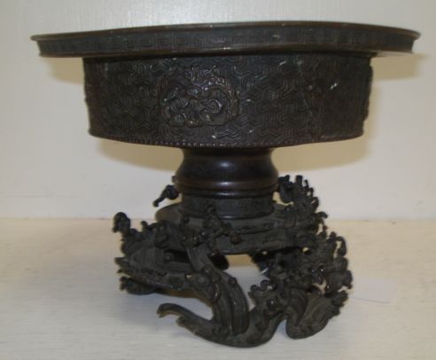 Bonhams : A Chinese bronze bowl and stand, Dong Ya Zhai mark, East ...
