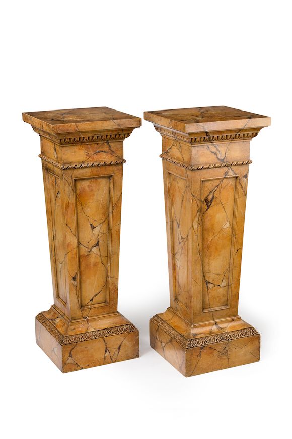 Bonhams : A fine pair of mid Victorian faux marble plinths