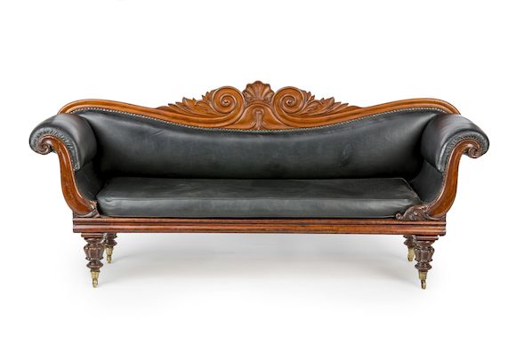 Bonhams : An Australian cedar and upholstered scroll-end sofa Circa 1845