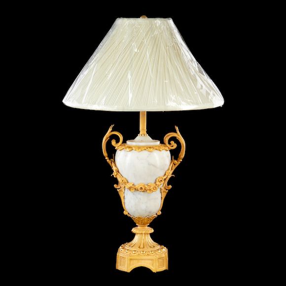 Bonhams : A Louis XVI style marble and gilt metal mounted lamp base