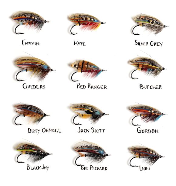 Bonhams : A display of 12 named gut-eyed salmon flies