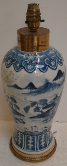 Bonhams : A Chinese blue and white inverted baluster vase, painted ...