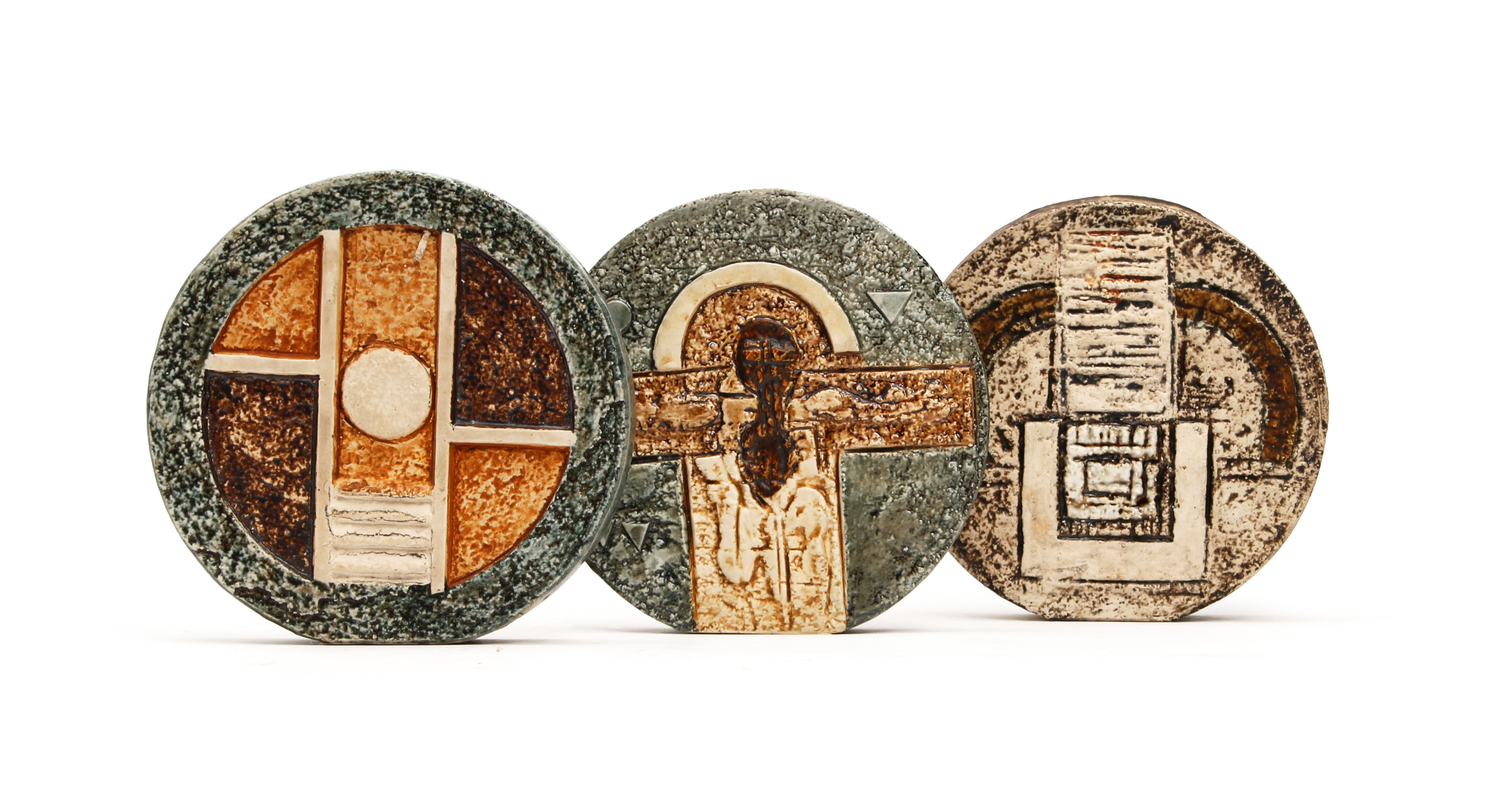 Bonhams : Three small Troika wheel vases, By Louise Jinks and Anne ...