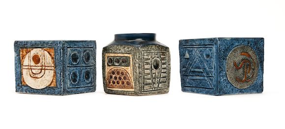 Bonhams : Two small Troika Cube vases, by Louise Jinks and an unknown ...