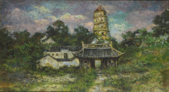 Bonhams : Yan Wenliang (1893-1990) Tiger Hill Pagoda