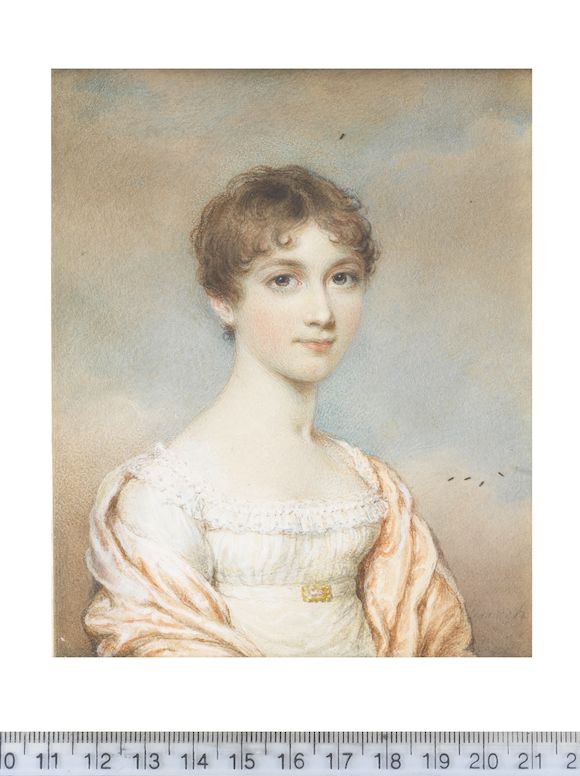 Bonhams : Henry Jacob Burch (British, born 1763) A Young Lady, wearing ...