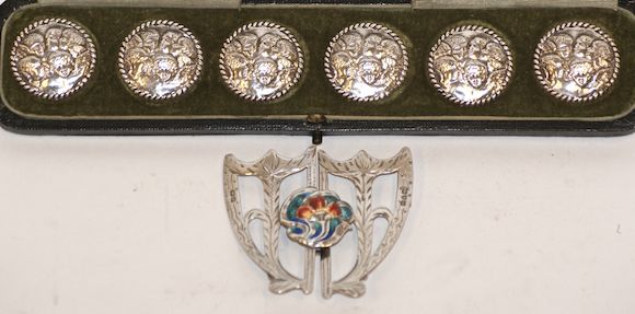 Bonhams : An Edward VII boxed set of six silver cupid head buttons by ...