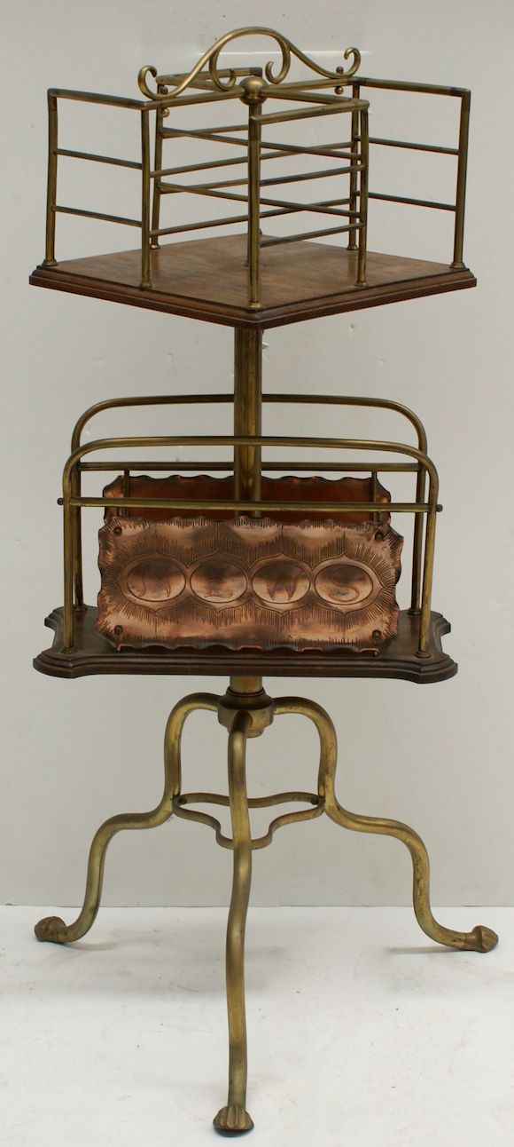 Bonhams : An Edwardian brass, copper and oak revolving book stand Circa ...