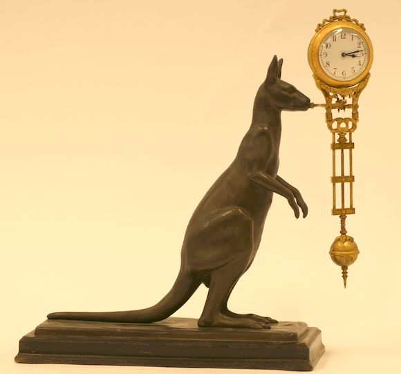 Bonhams : A Cast Metal Kangaroo Mystery Clock