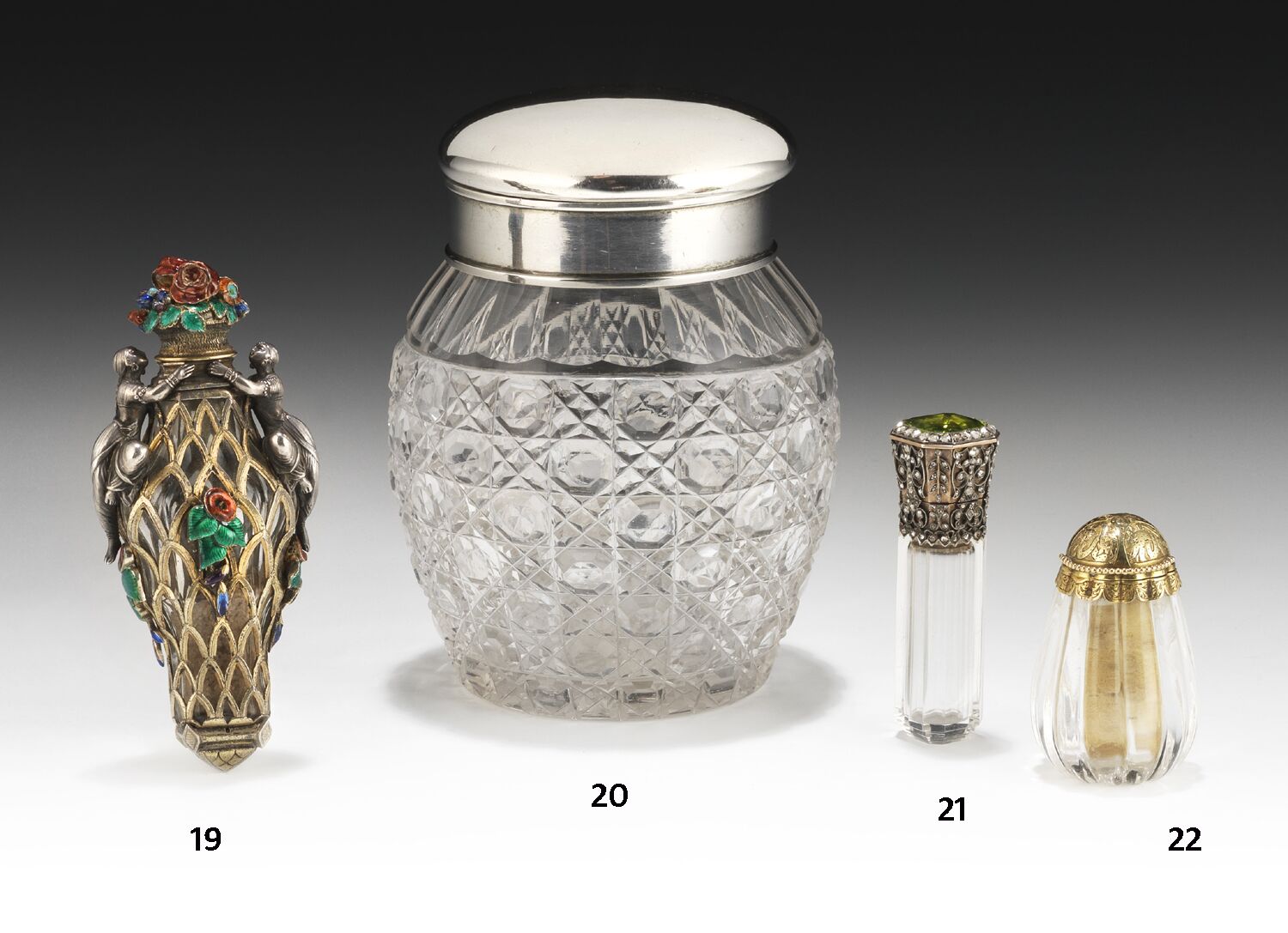 Bonhams : A 19th century French enamelled silver mounted scent bottle ...