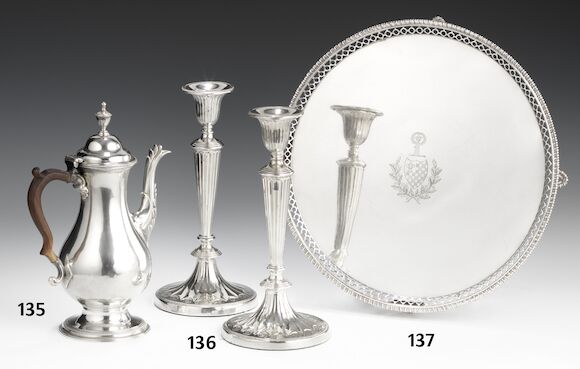 Bonhams : A pair of George III silver candlesticks by Matthew Fenton ...