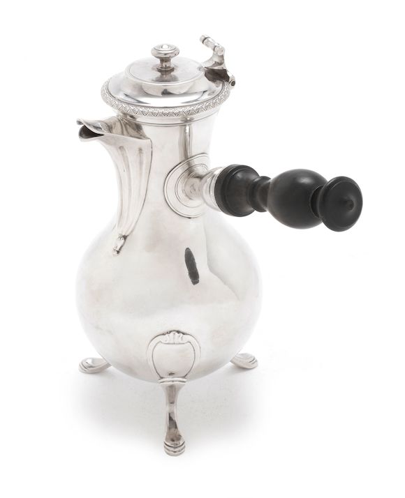 Bonhams : An early 18th century French silver chocolate pot by Lescot ...