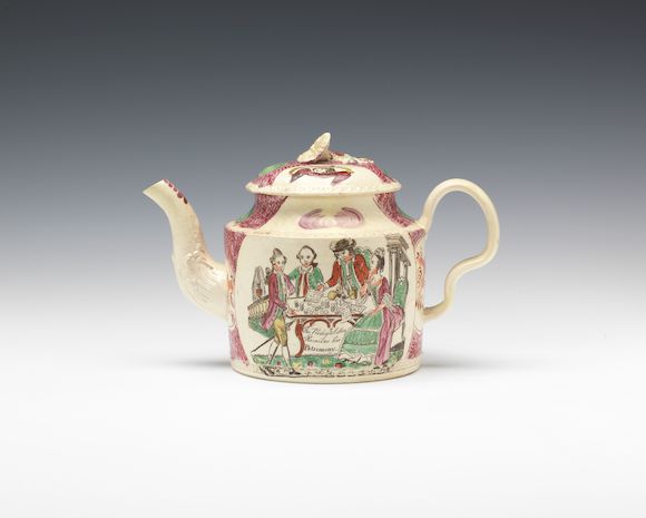 Bonhams : A William Greatbatch creamware teapot and cover, circa 1770-82