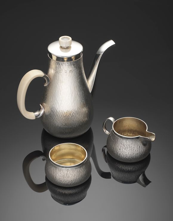 Bonhams : GERALD BENNEY: A silver three-piece coffee service London ...