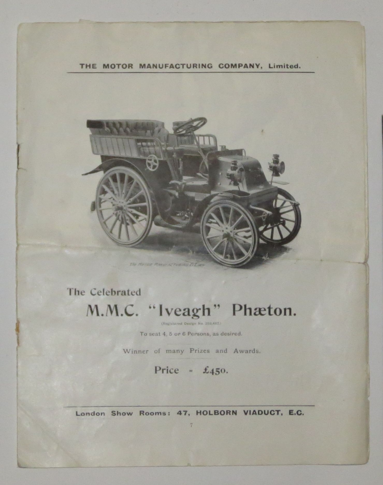 Bonhams Cars : A Motor Manufacturing Co Ltd motor carriages range ...