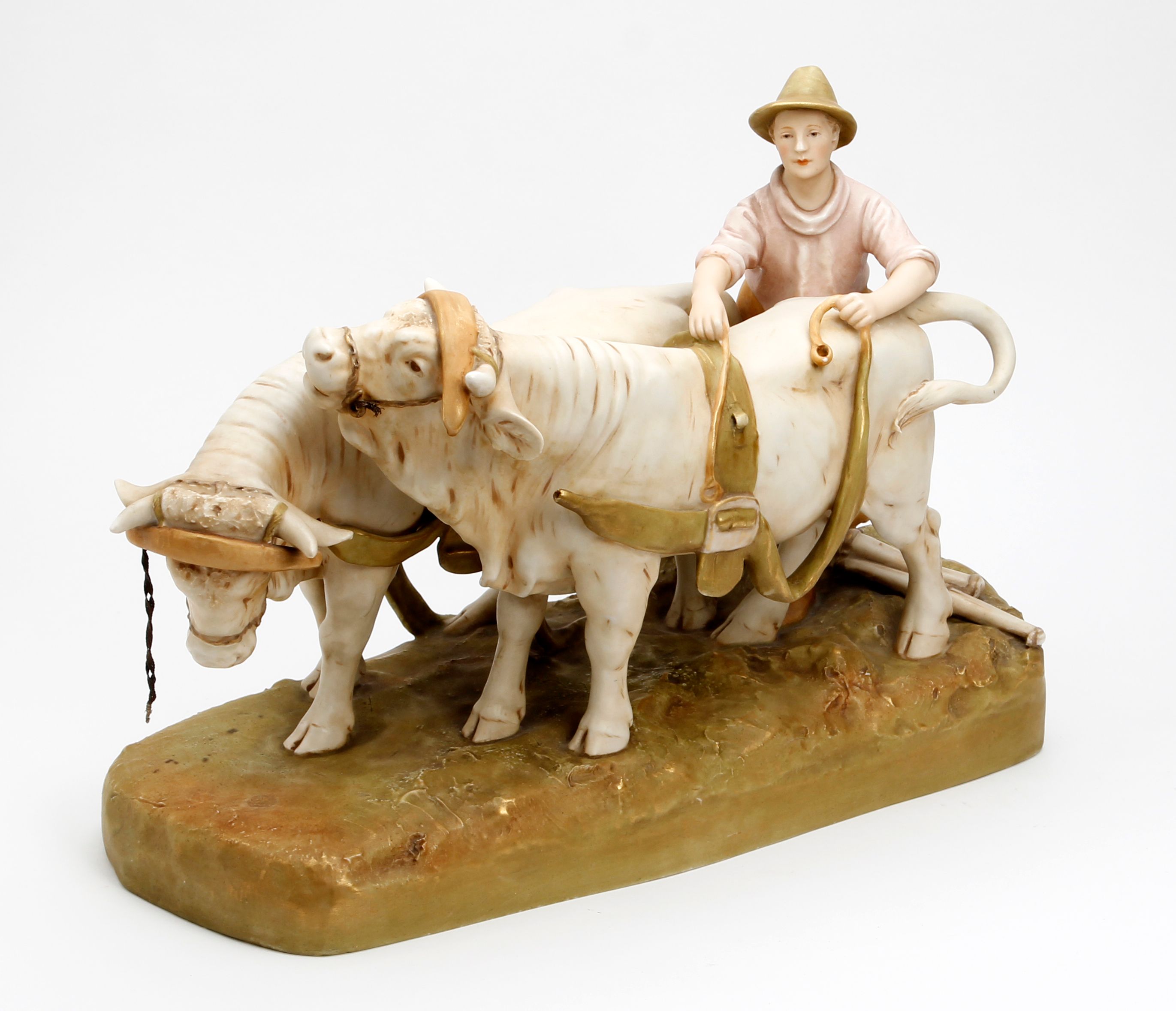 Bonhams : A Royal Dux figure group of oxen and drover Circa 1900