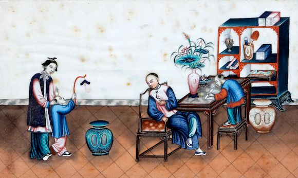 Bonhams : A collection of Chinese rice paper drawings Late 19th/early ...